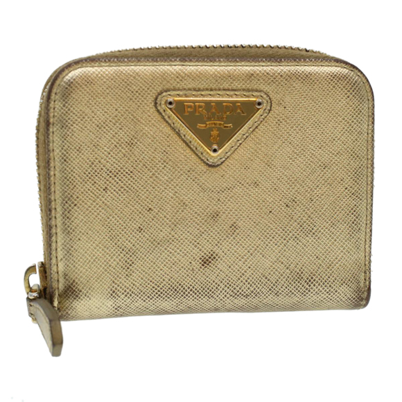 Prada | Bags | Prada Coin Purse Leather Gold Auth 4254 | Poshmark